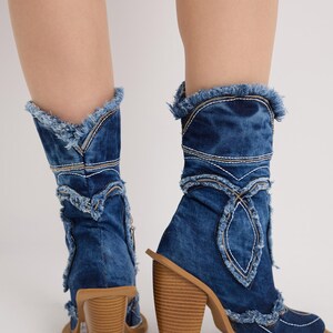 Handmade Denim Ankle Boots: Upcycled Jean Fashion - Etsy