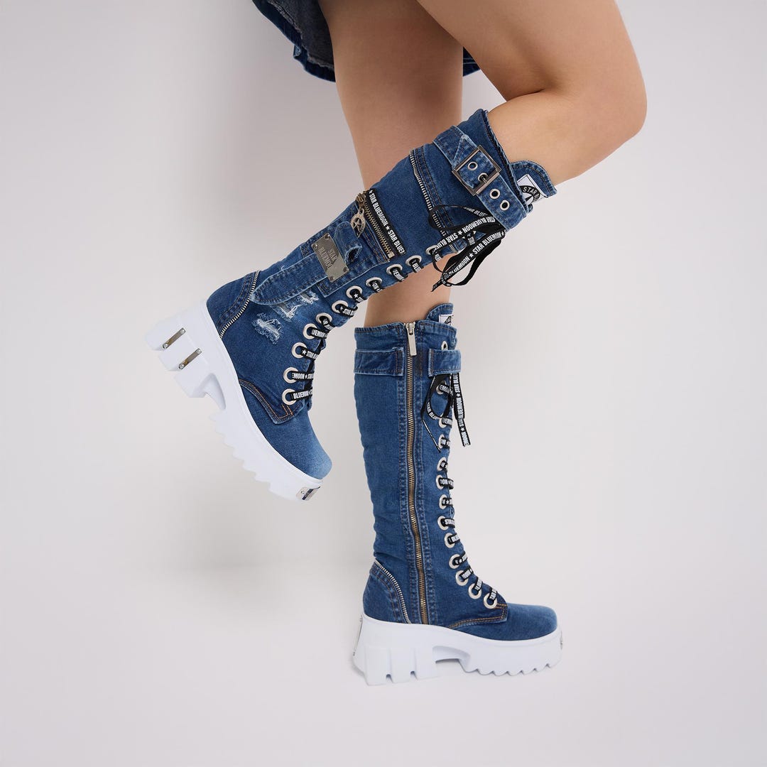 Recycled Denim Transformed – Handmade Women’s Boots With Vintage Soul ...