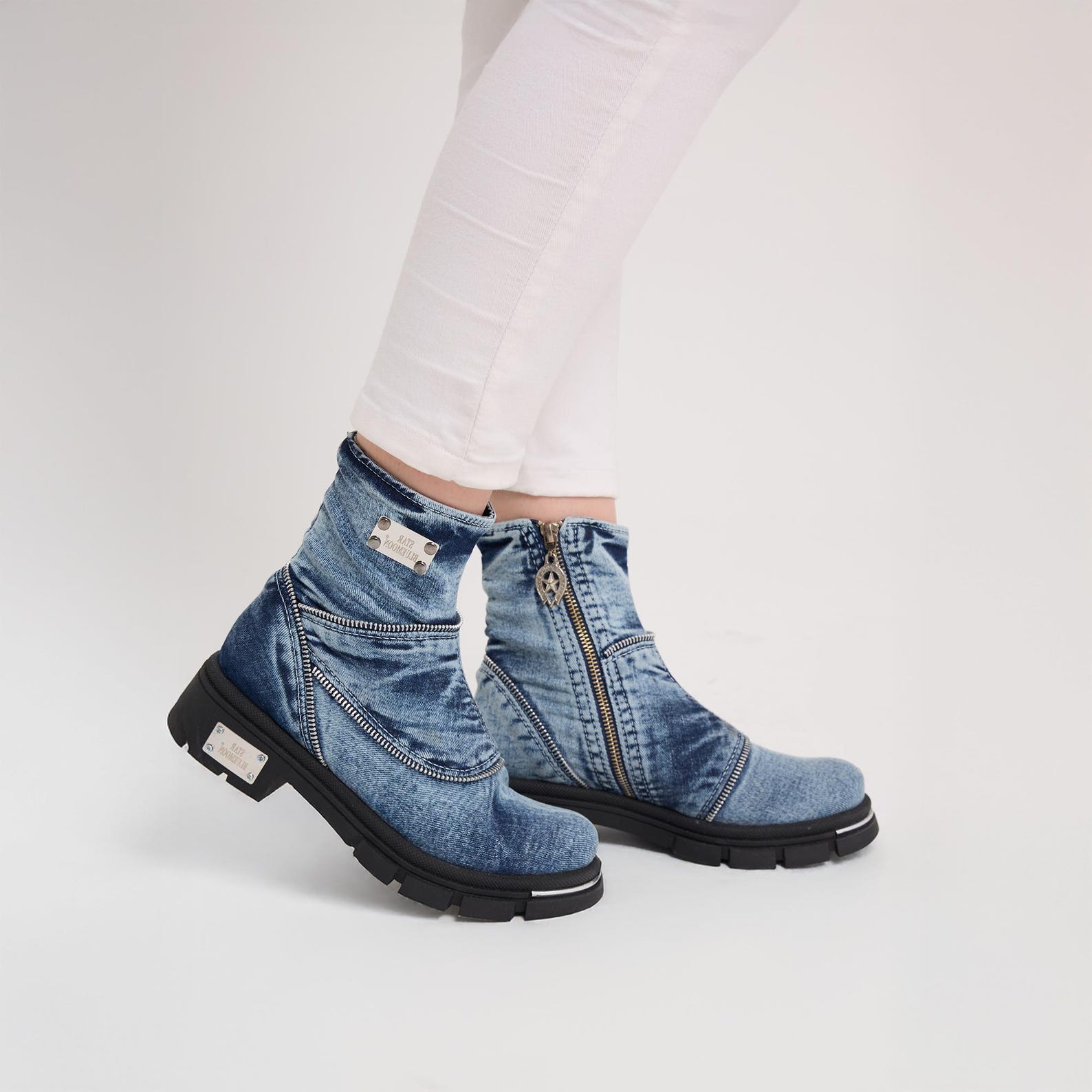 Handmade Women’s Denim Boots From Recycled Jeans With Western Style ...