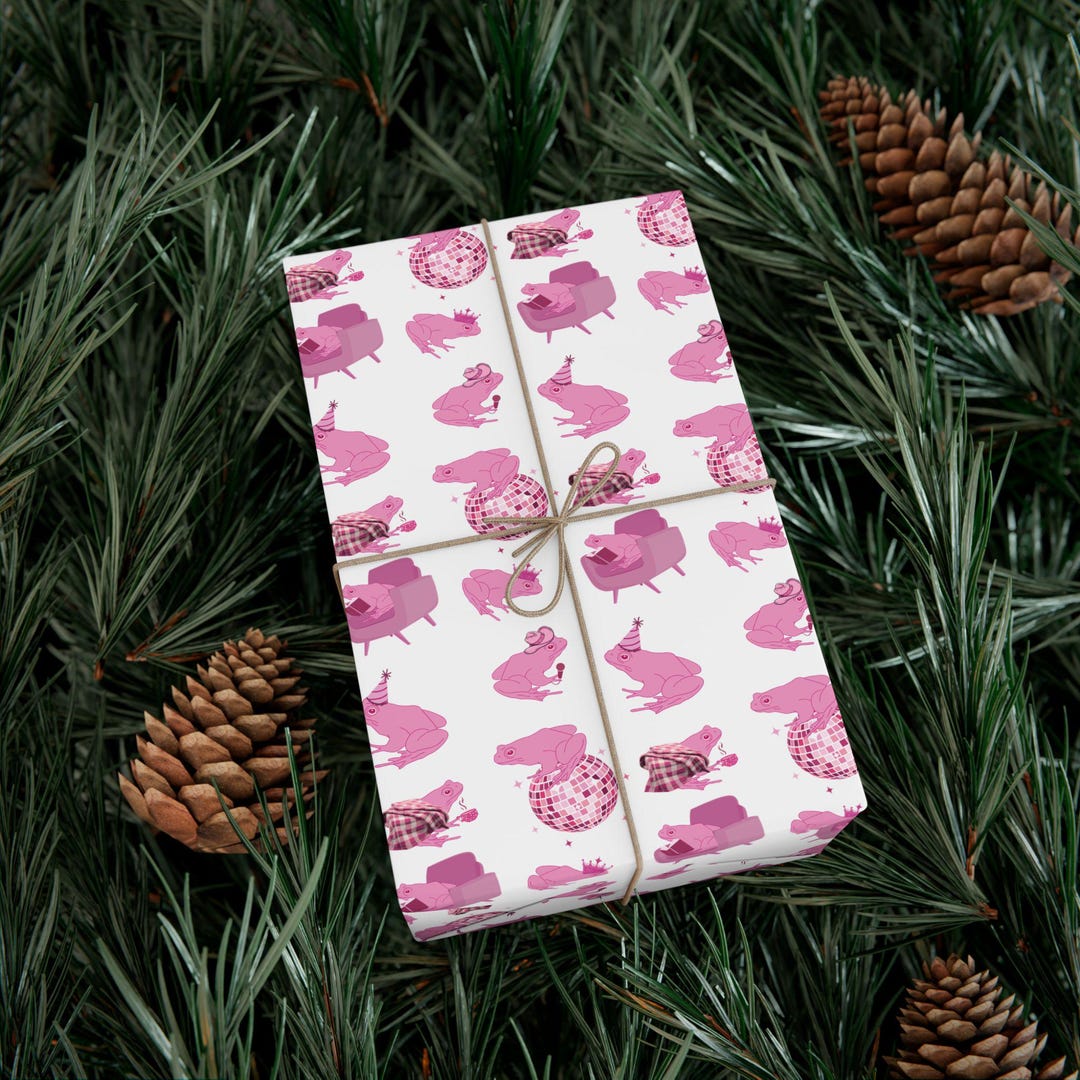 Pink Frog Gift Wrap Paper Frog Wrapping Paper for Birthdays, Holidays ...