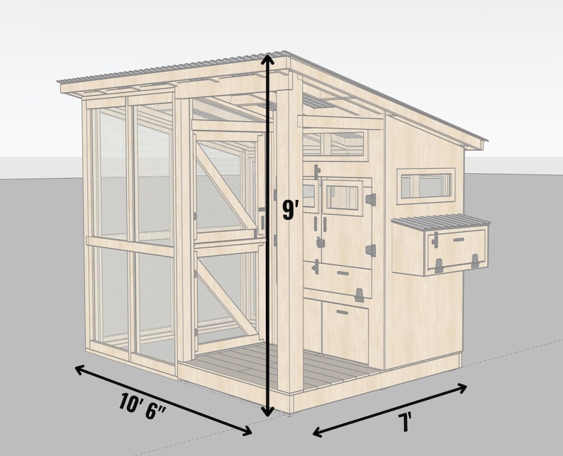 Chicken Coop & Run Enclosure Building Plans 4-8 Chickens | Modern ...
