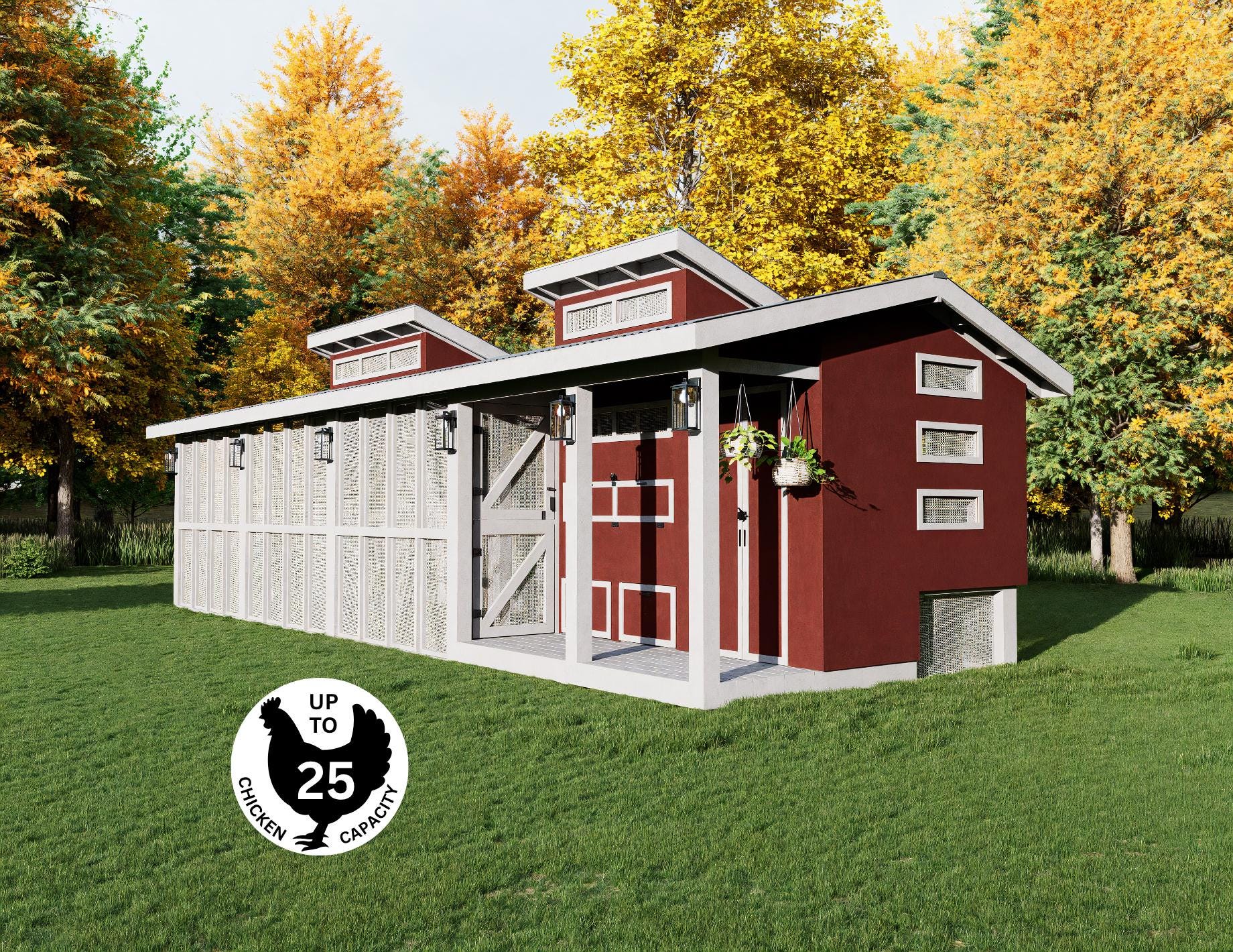 Large Chicken Coop & Run Enclosure Building Plans 15-25 Chickens ...