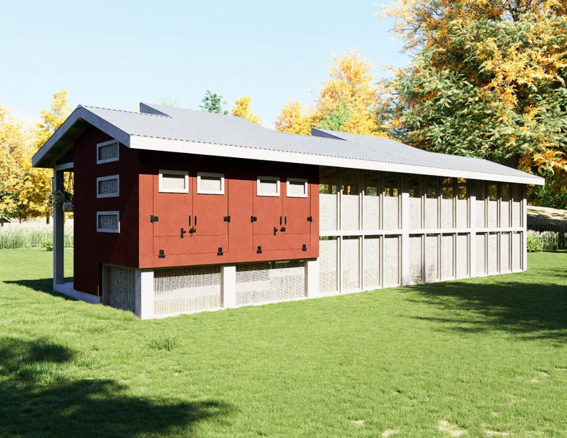 Coop & Run Building Plans 15-25 Chickens | Large Modern Backyard Coop ...