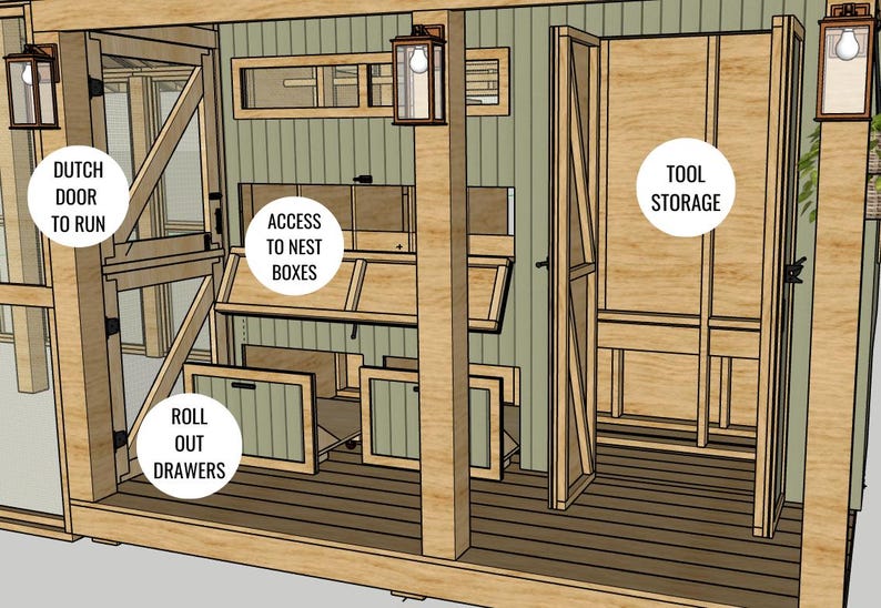 Large Chicken Coop & Run Enclosure Building Plans 15-25 Chickens ...