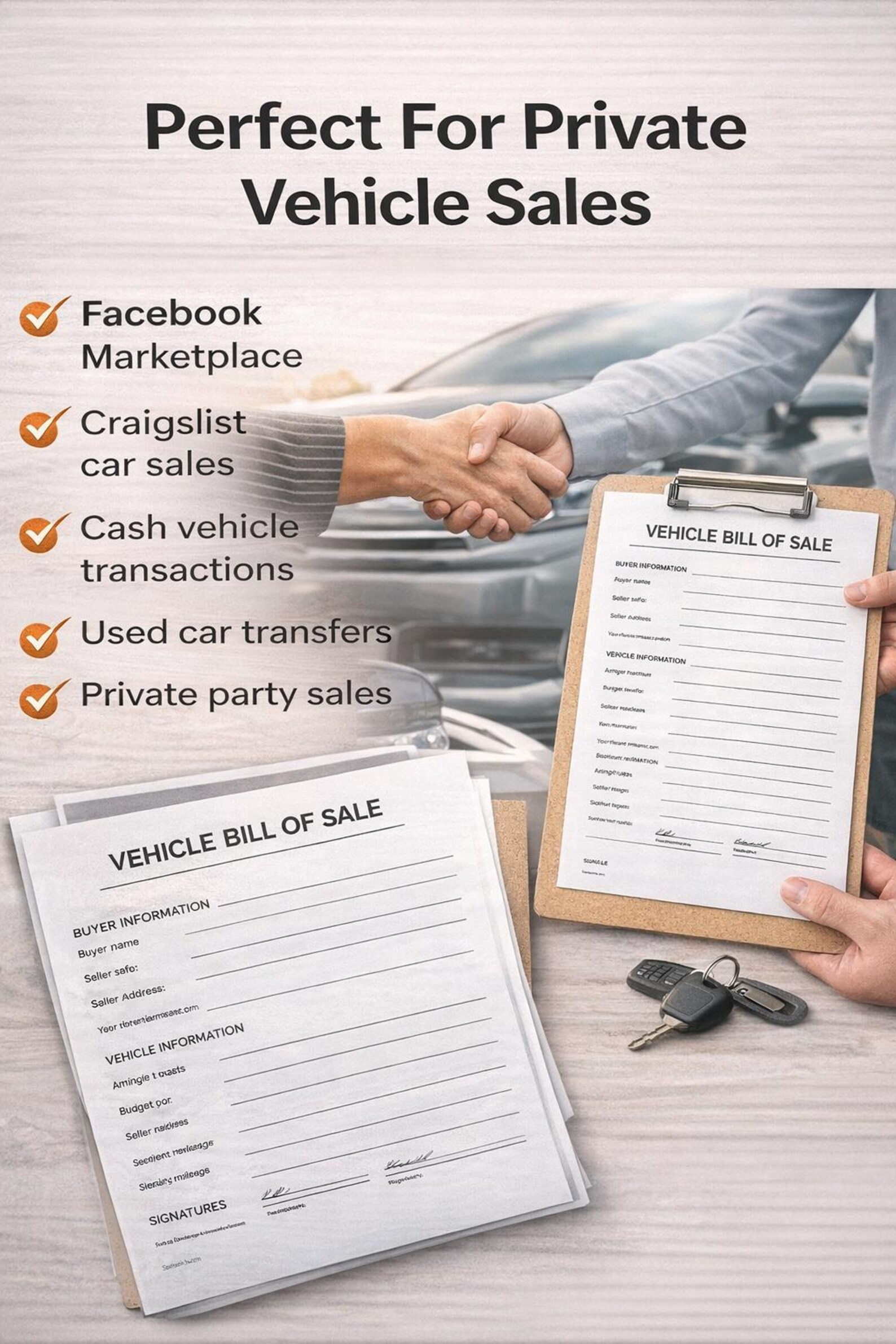 Vehicle BOS Template | Printable Car Buying Agreement PDF | Private ...