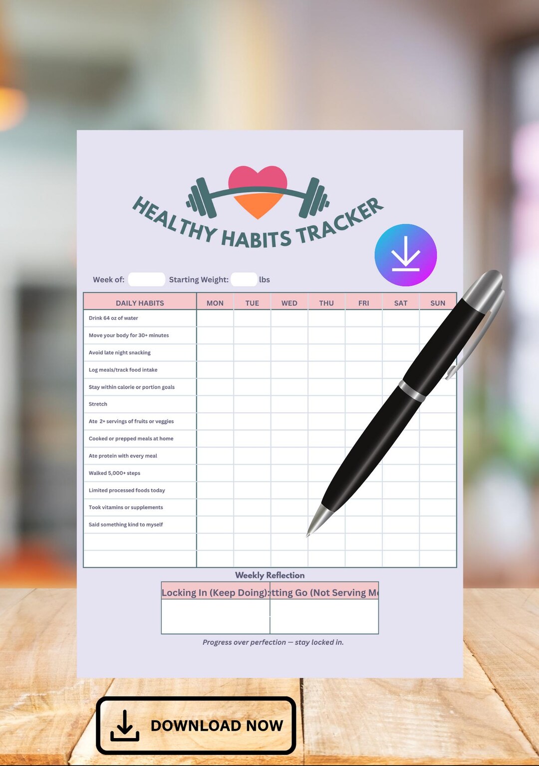 Healthy Habits Tracker Printable | Daily & Weekly Wellness Planner ...