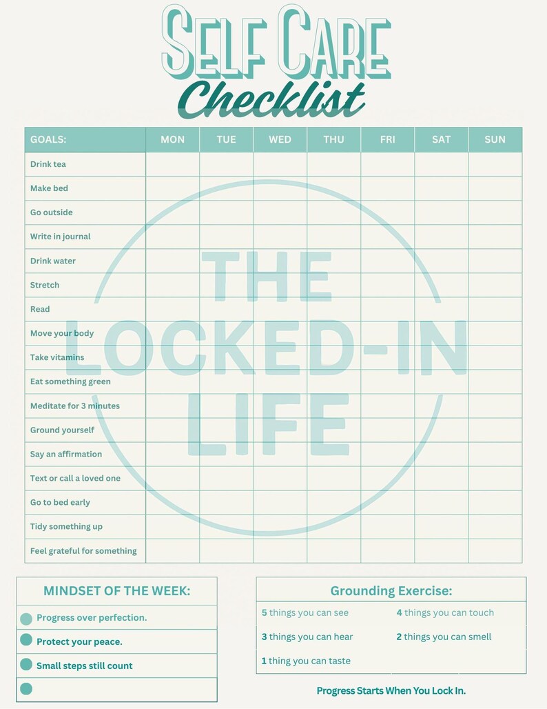 Weekly Self-care Checklist | Printable PDF - Etsy
