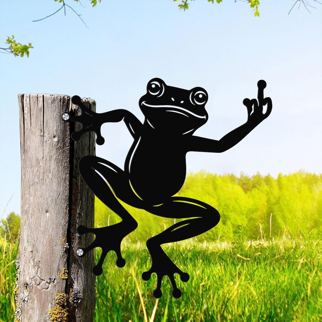 Funny Frog Metal Yard Art Sign – Rude Middle Finger Garden Decor for ...