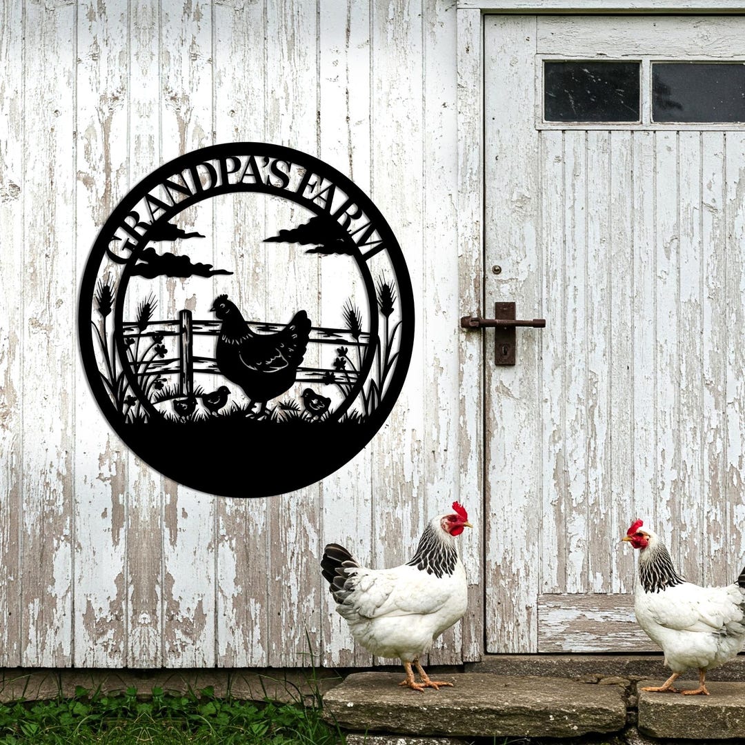 Custom Chicken Farm Sign, Chicken Coop Sign, Rustic Farm Metal Sign ...