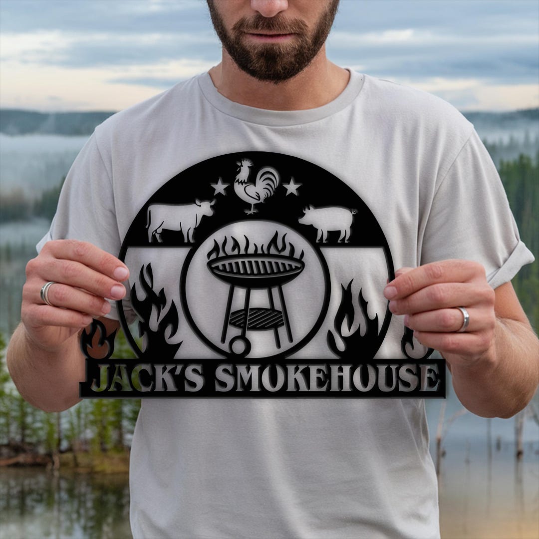 Custom BBQ Metal Sign – Personalized Smokehouse Grill Sign, Outdoor ...
