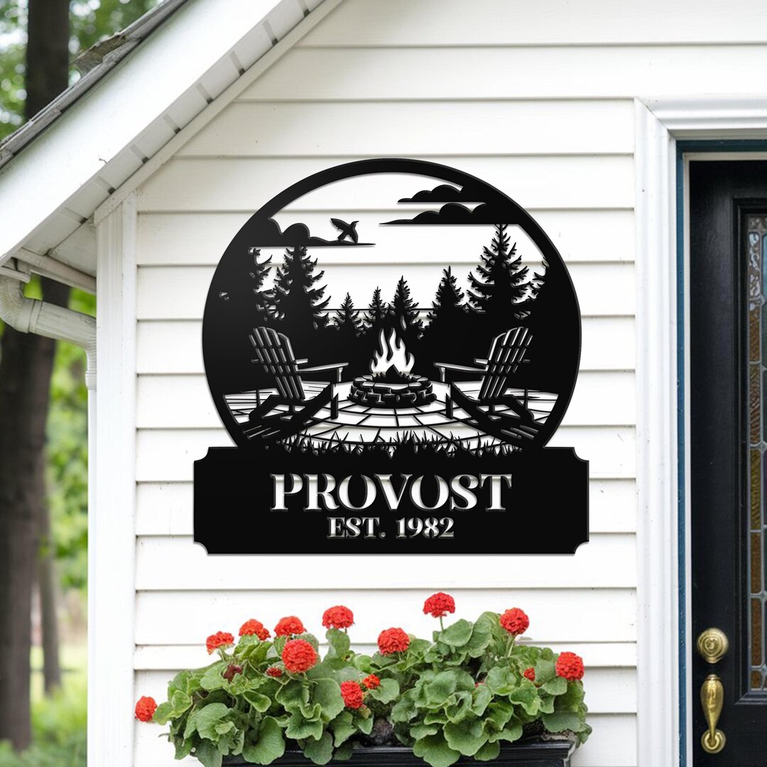 Custom Campfire Metal Sign – Personalized Fire Pit Name Sign – Outdoor ...
