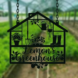 Custom Greenhouse Metal Sign, Personalized Garden Hanging Sign, Outdoor ...