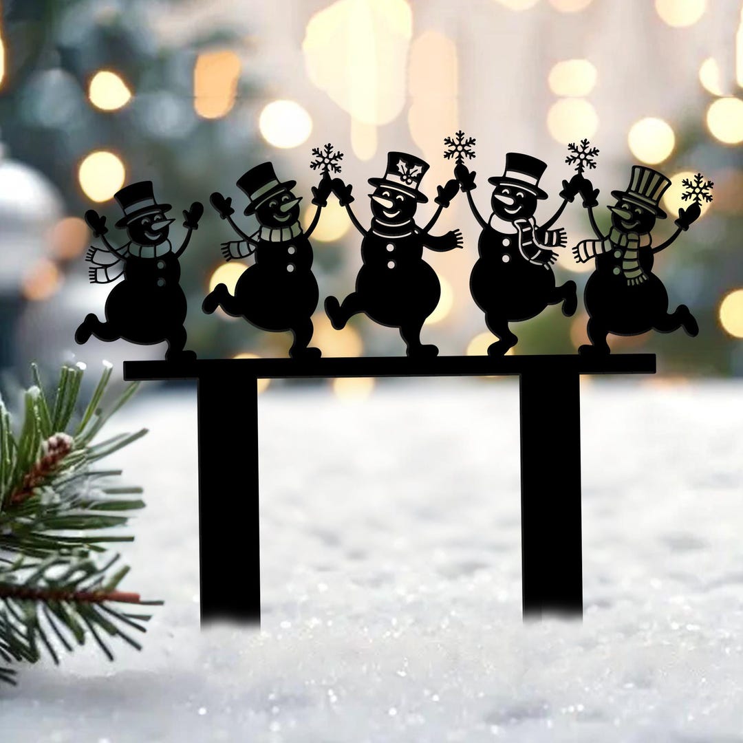 Metal Snowman Fence Decor | Dancing Snowmen Christmas Yard Sign ...