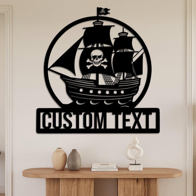 Pirate Ship Custom Wall Decoration – Personalized Metal Pirate Sign ...