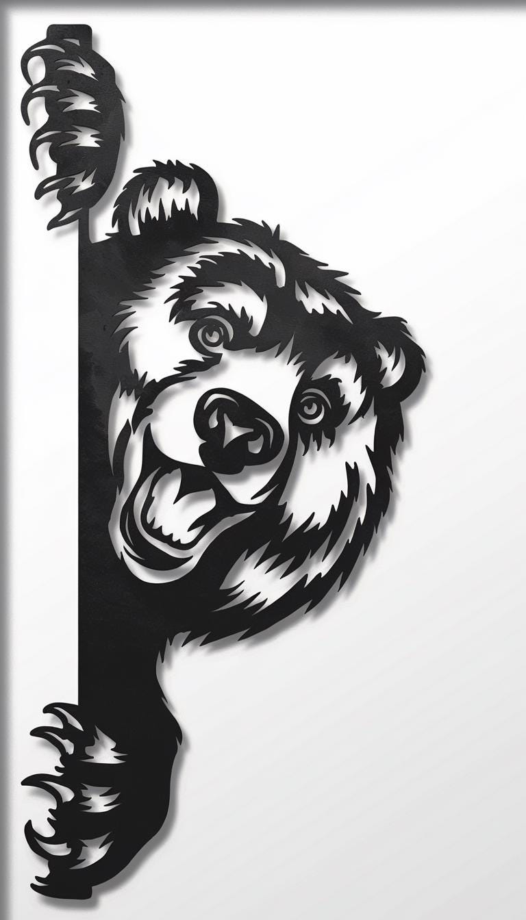 Bear Metal Wall Art, Cabin Lodge Bear Decor, Rustic Bear Door Sign ...