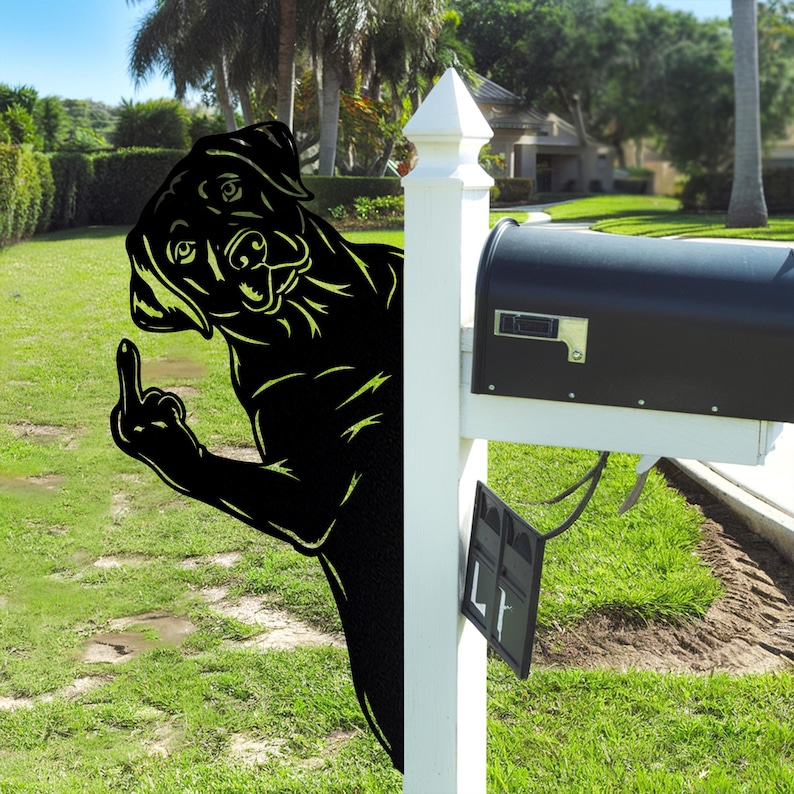 Funny Labrador Dog Middle Finger Mailbox Sign – Outdoor Yard Art, Metal ...