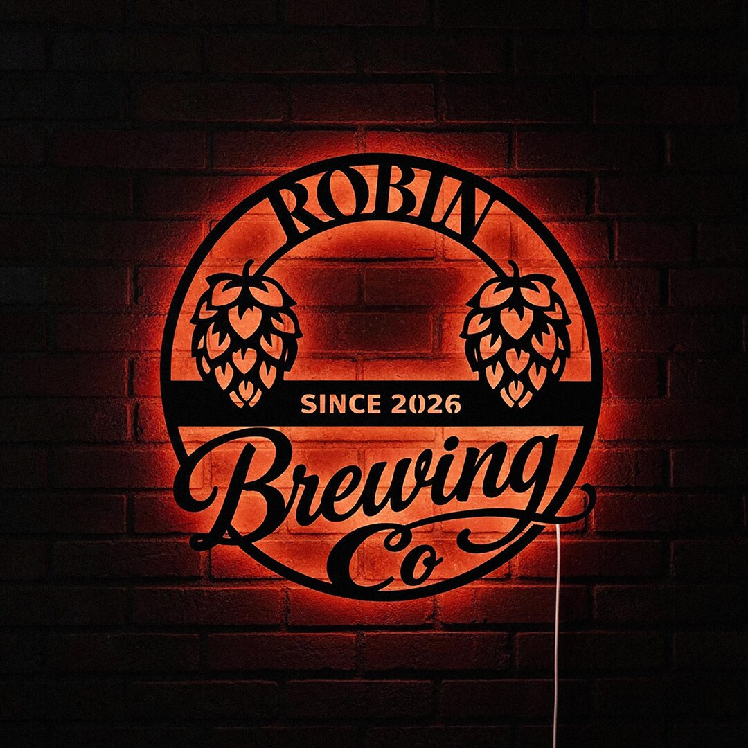 Personalized Brewing LED Metal Sign, Custom Name Homebrew Wall Decor ...