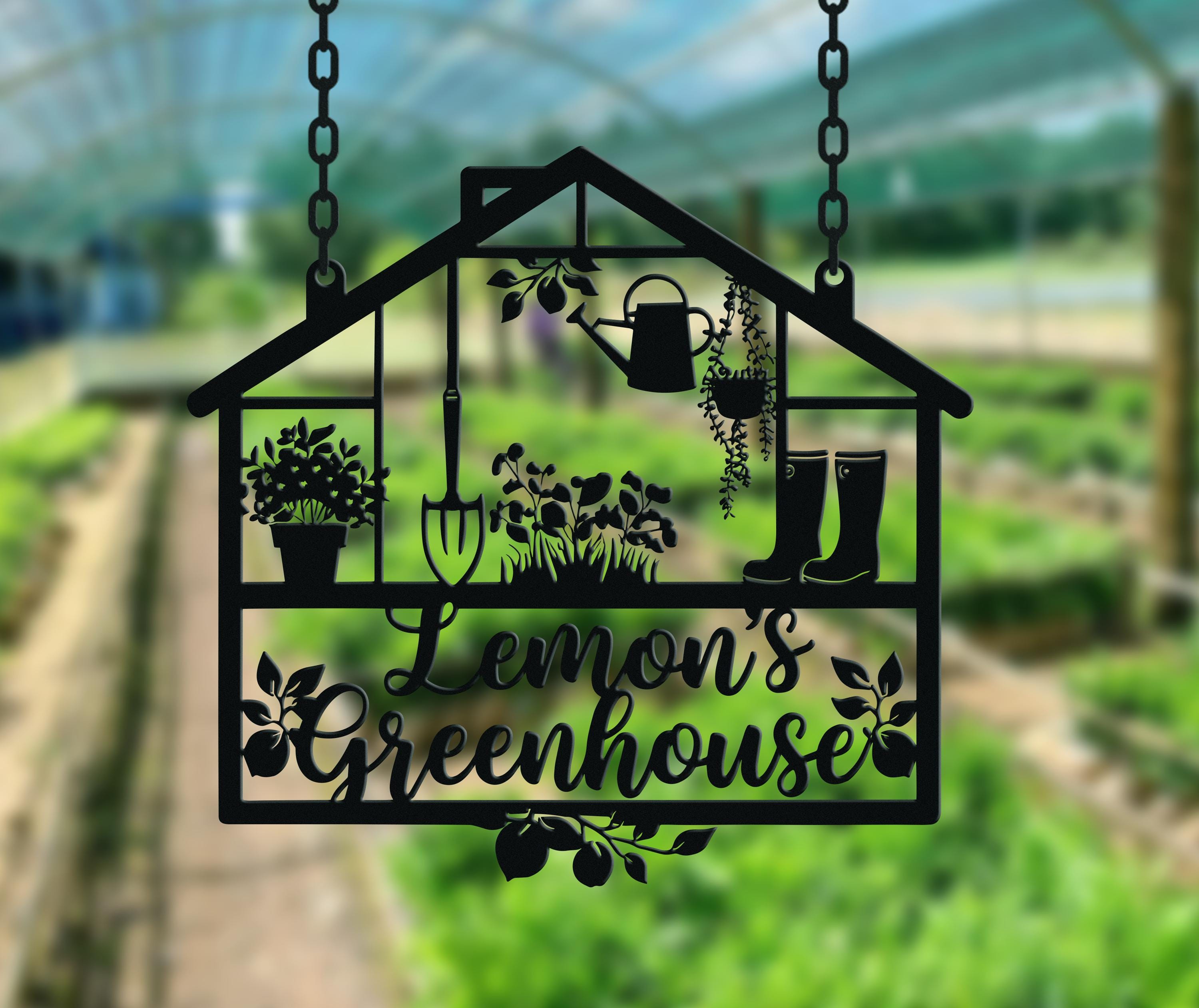 Custom Greenhouse Metal Sign, Personalized Garden Hanging Sign, Outdoor ...
