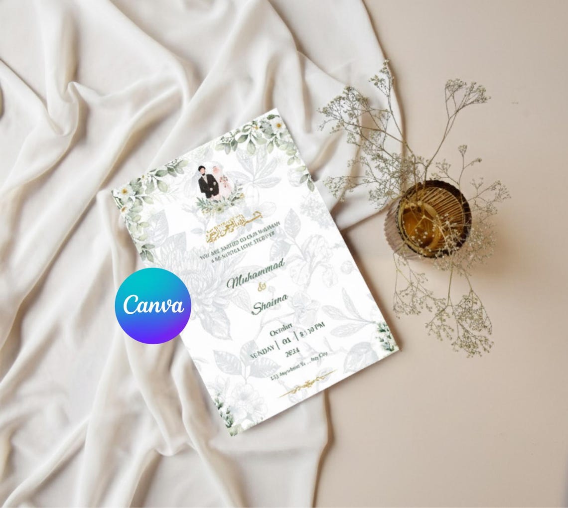 Elegant Muslim Wedding Invitation Template: Islamic Walima Design - Etsy