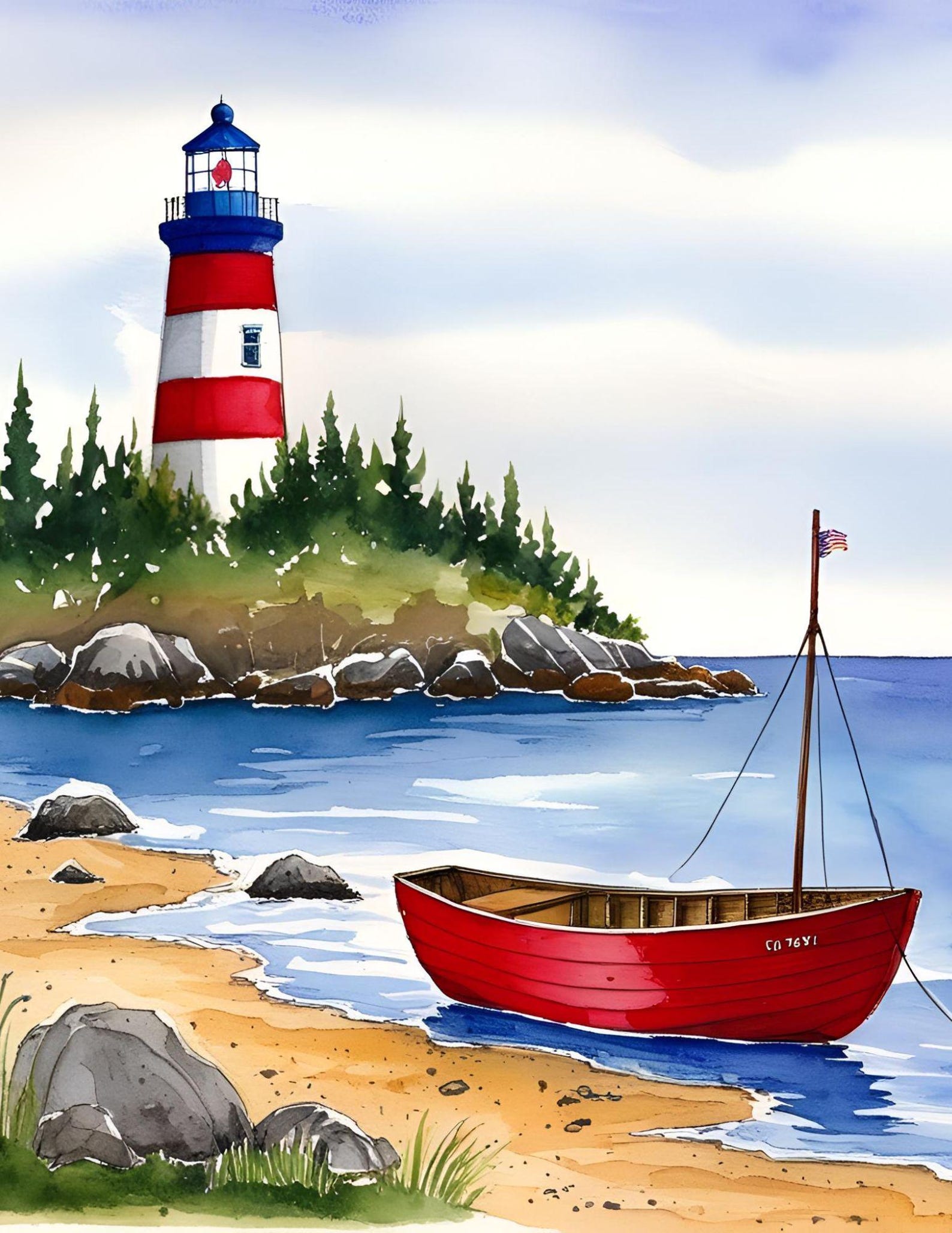 Canoe Lake Art Print: Nautical Theme (digital Download) - Etsy