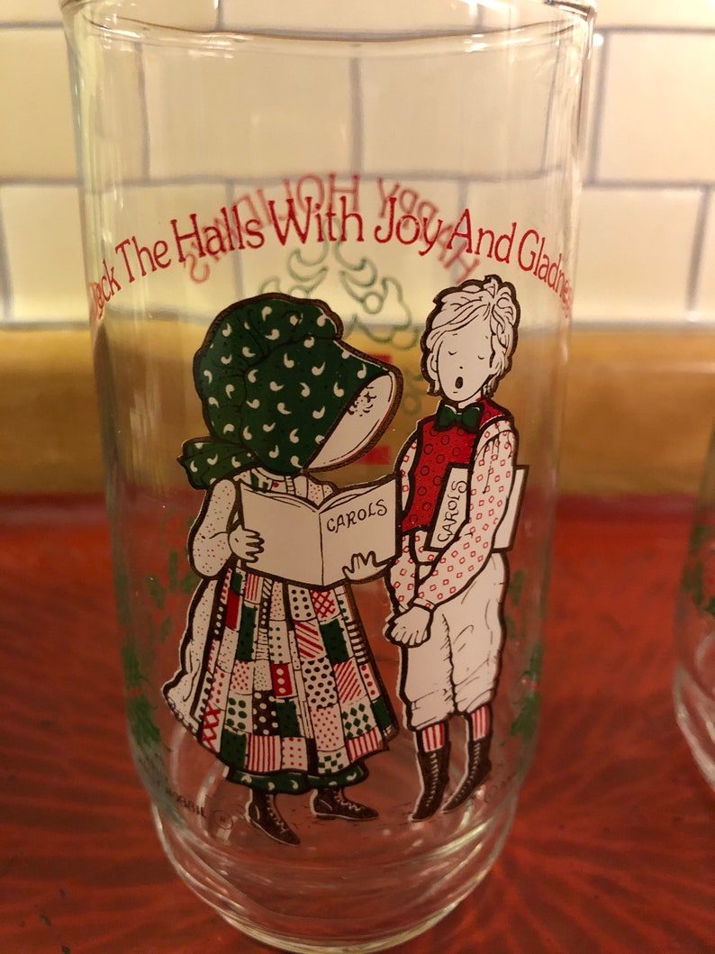 Vintage Holly Hobbie Collectible Coca Cola Christmas Glasses Etsy