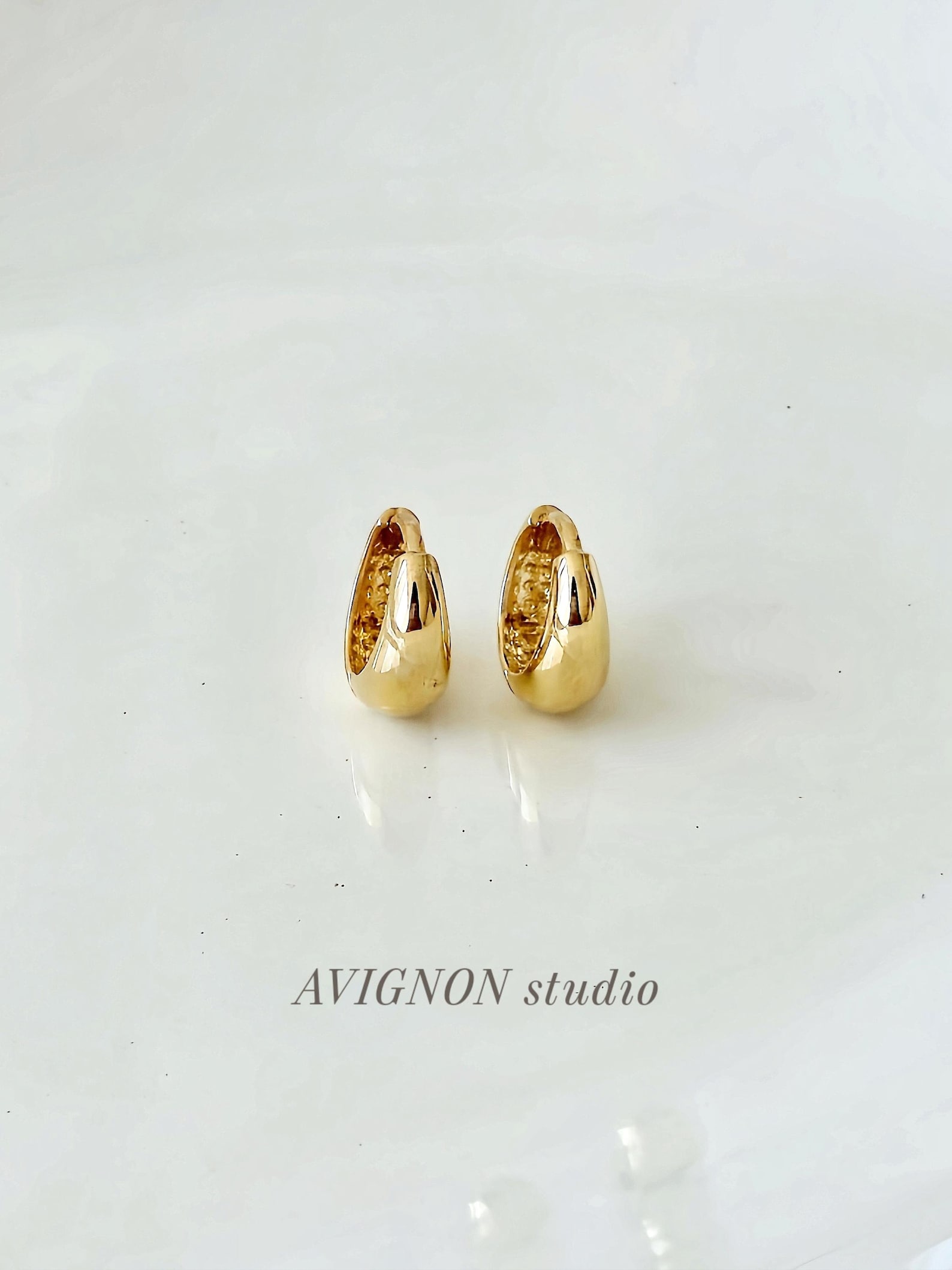 14k 18k Solid Gold Small Tiny Teardrop Huggie Earrings. Dainty Hinge ...