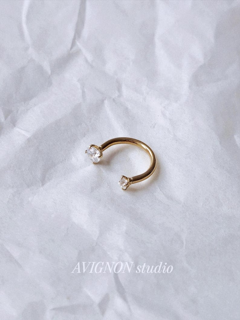 14k Solid Gold Curve Tube Piercing. 2mm 3mm Cubic Ball Piercing. - Etsy