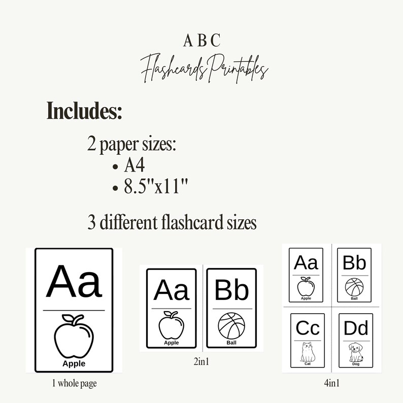 Alphabet Flashcards for Kids - Black & White Coloring Flashcards ...