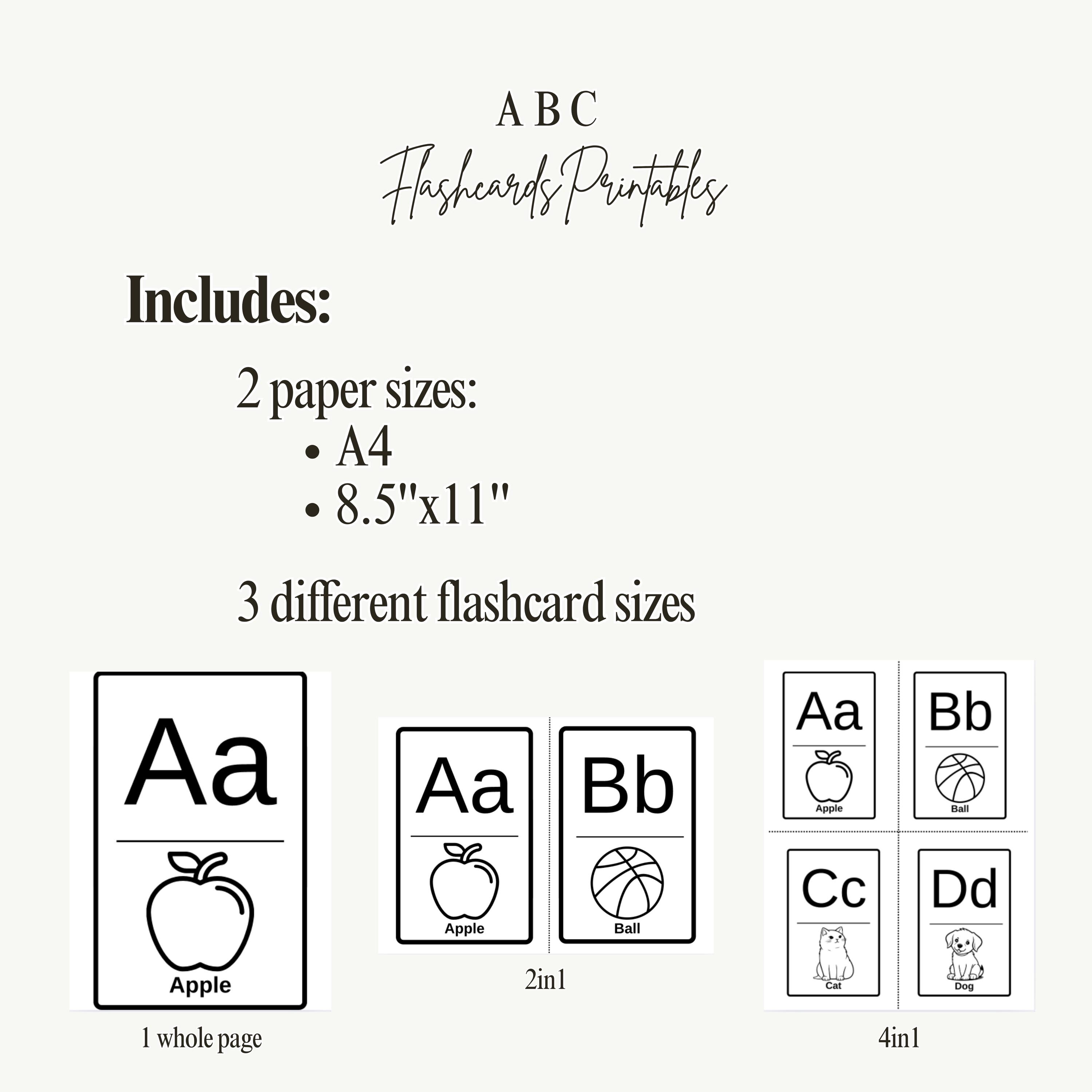 Alphabet Flashcards for Kids - Black & White Coloring Flashcards ...