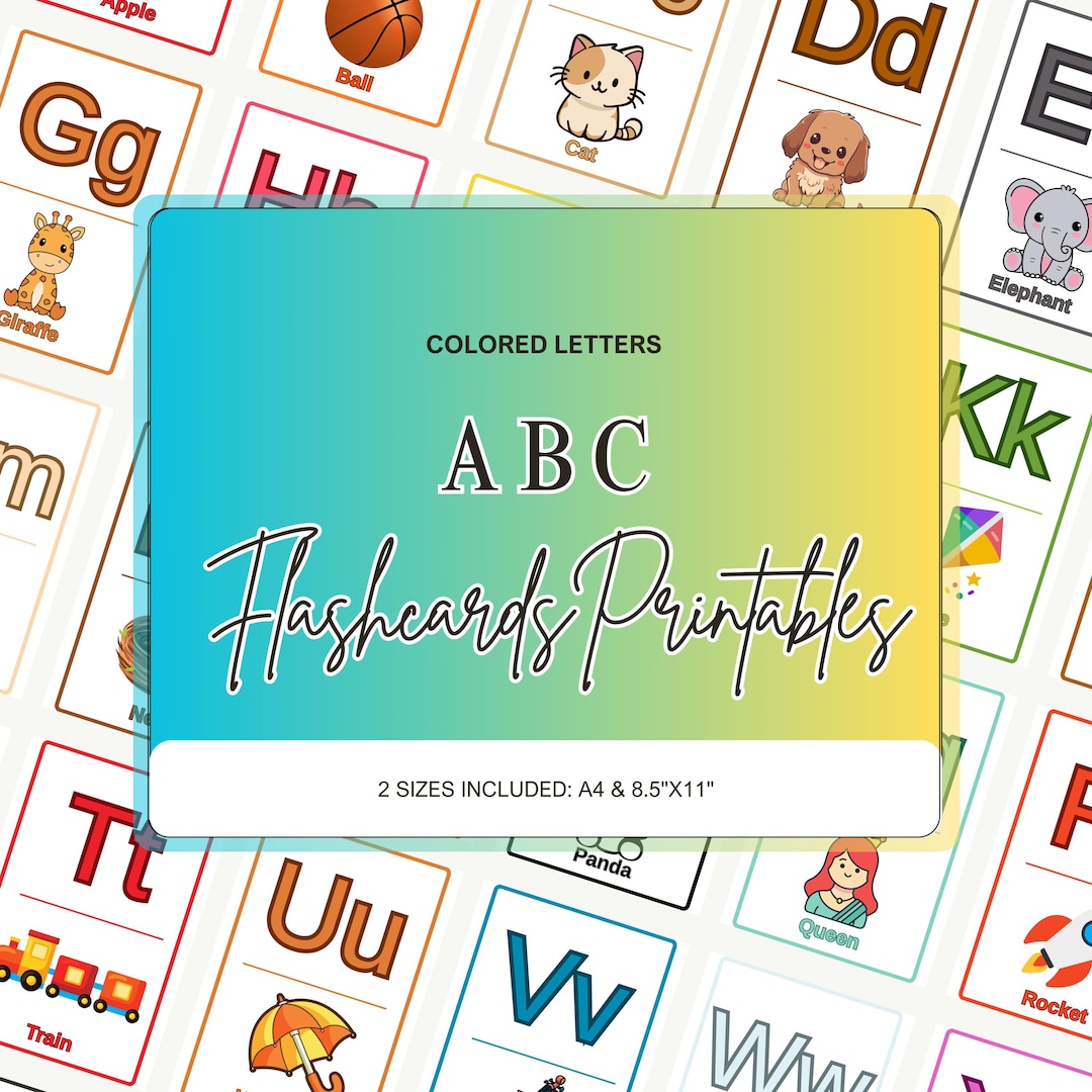 Colorful Alphabet Flashcards for Kids - Bright ABC Printable Cards ...