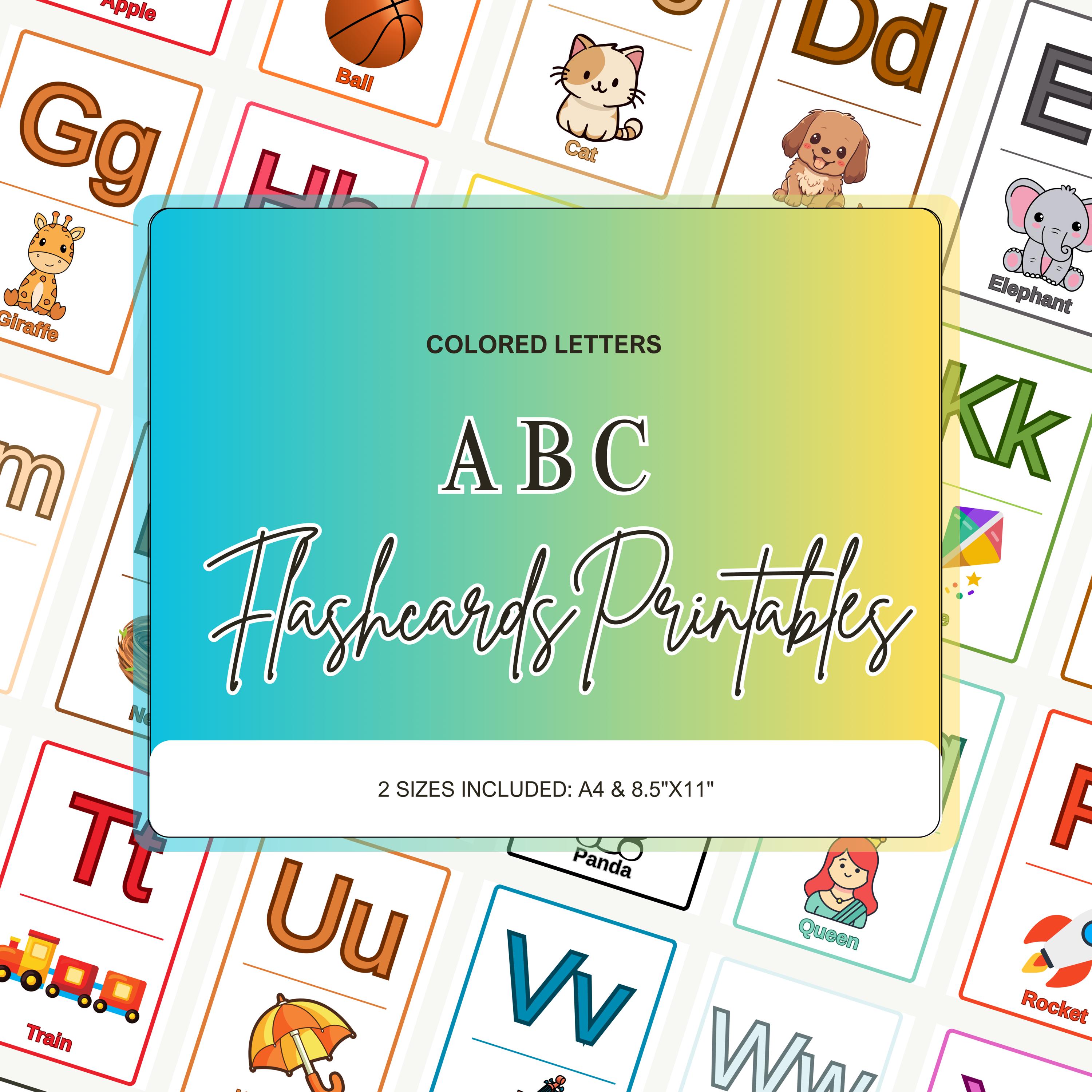 Colorful Alphabet Flashcards for Kids - Bright ABC Printable Cards ...