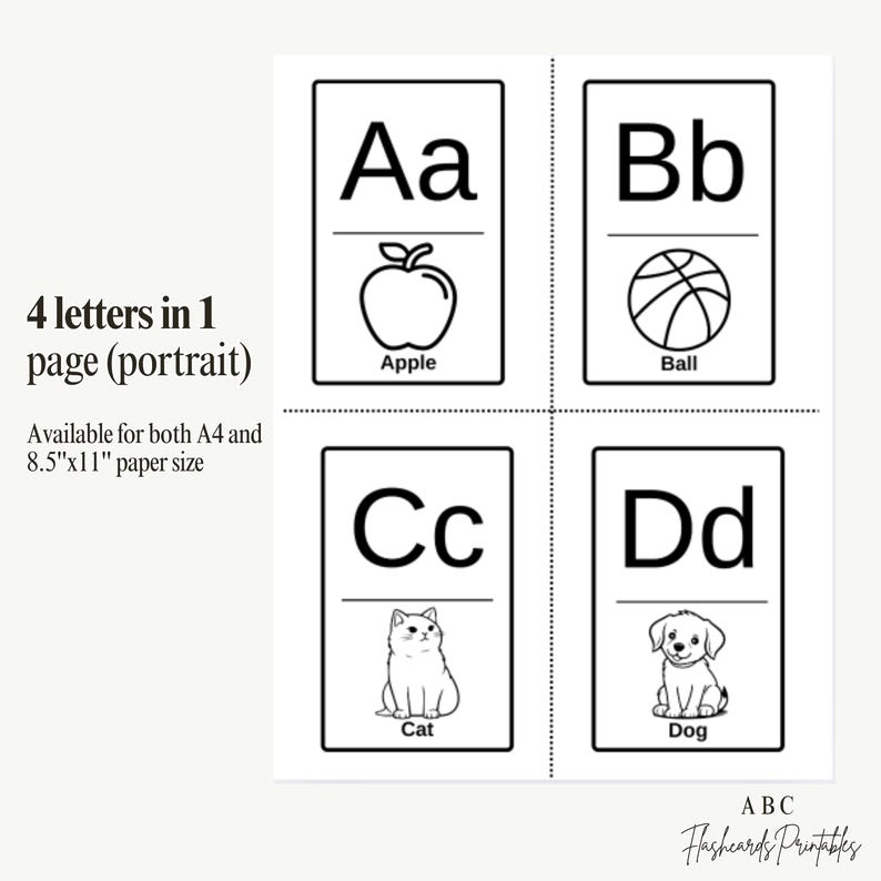 Alphabet Flashcards for Kids - Black & White Coloring Flashcards ...