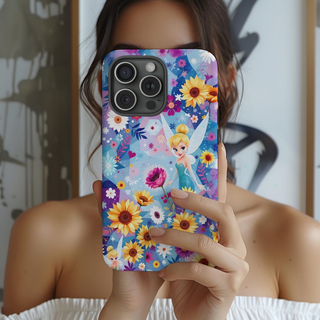 Tinkerbell and Flowers, UNIQUE Disney Stained Glass Effect Phone Case ...