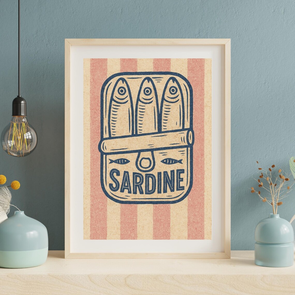 Retro Sardine Can Art Print | Vintage Kitchen Wall Decor | Nautical ...