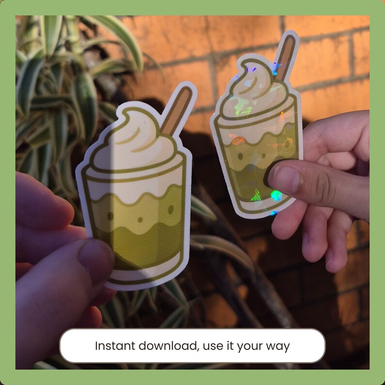 Strawberry Matcha Sticker Bundle | Digital Download Printable Sheet ...