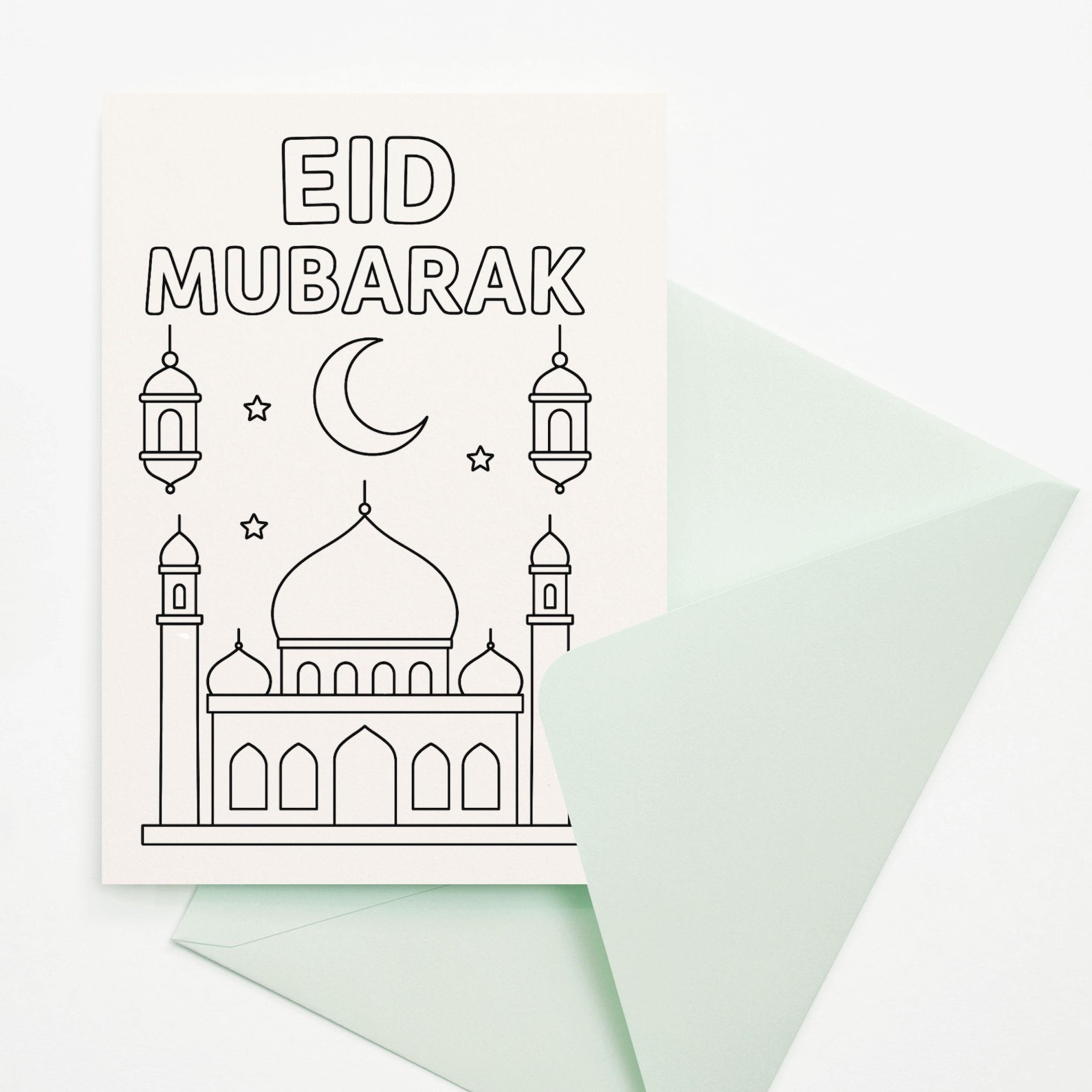 Kids Eid Coloring Card Bundle: Islamic Printable Activity Pack (PDF ...