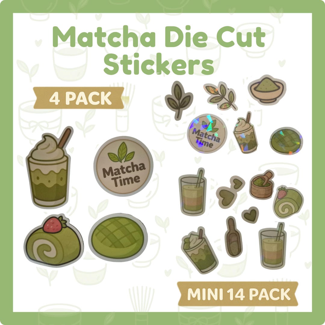 Matcha Dessert Stickers: Journal, Planner Scrapbooking - Holographic ...