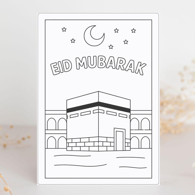 Kids Eid Coloring Card Bundle: Islamic Printable Activity Pack (PDF ...