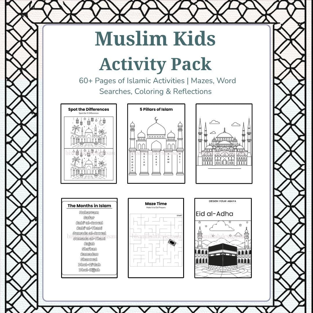 Muslim Kids Activity Book | 60+ Pages of Islamic Activities | Mazes ...