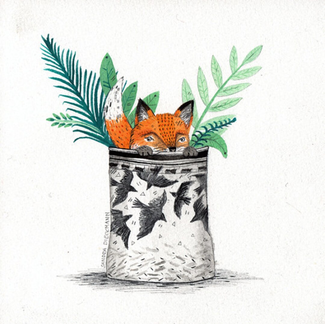 Fox Pot // Signed A4 Print - Etsy