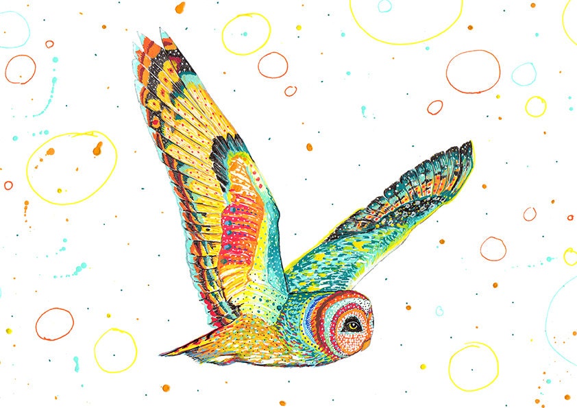 Owl //signed A4 Print - Etsy