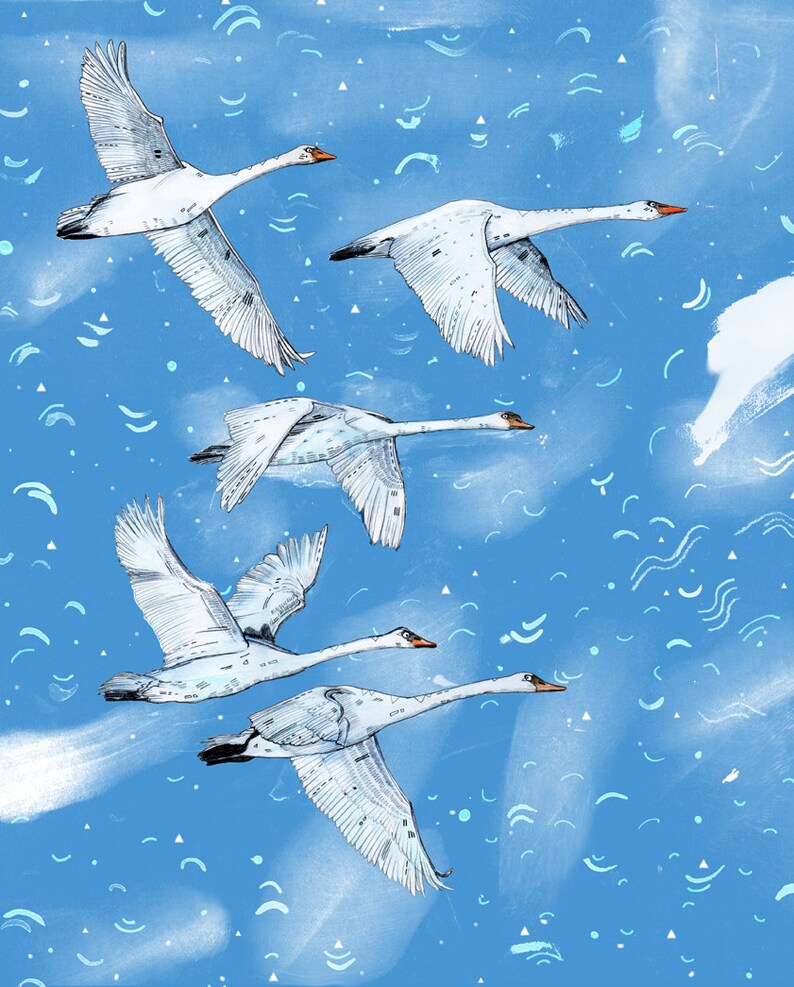 Swans // Greeting Card | Etsy