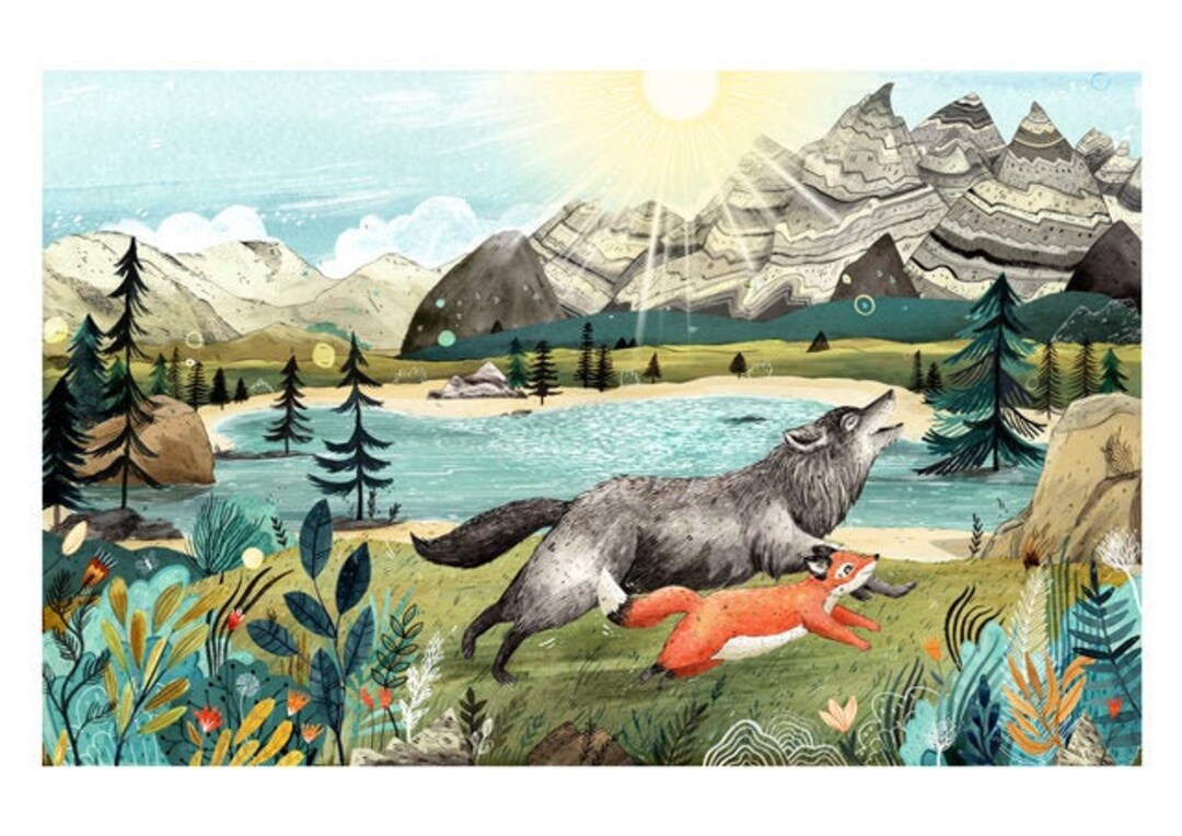 Fox & Wolf // Signed A3 Print - Etsy