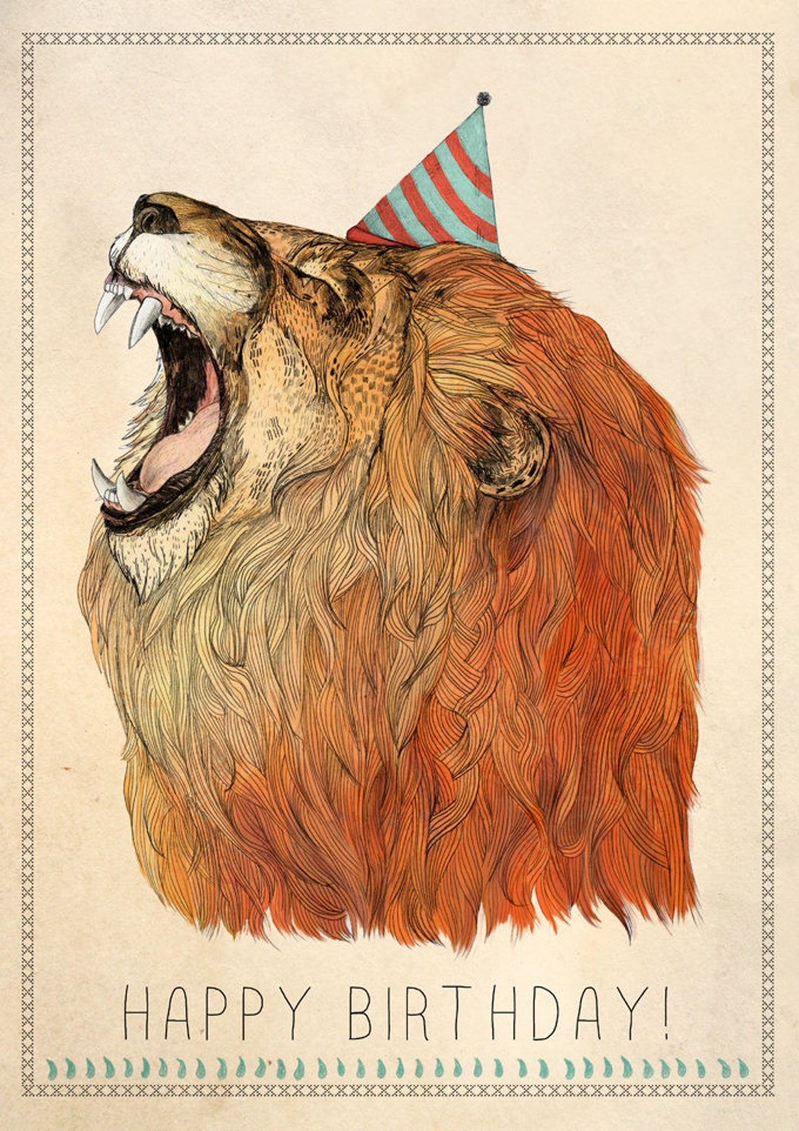 Birthday Lion // Greeting Card - Etsy