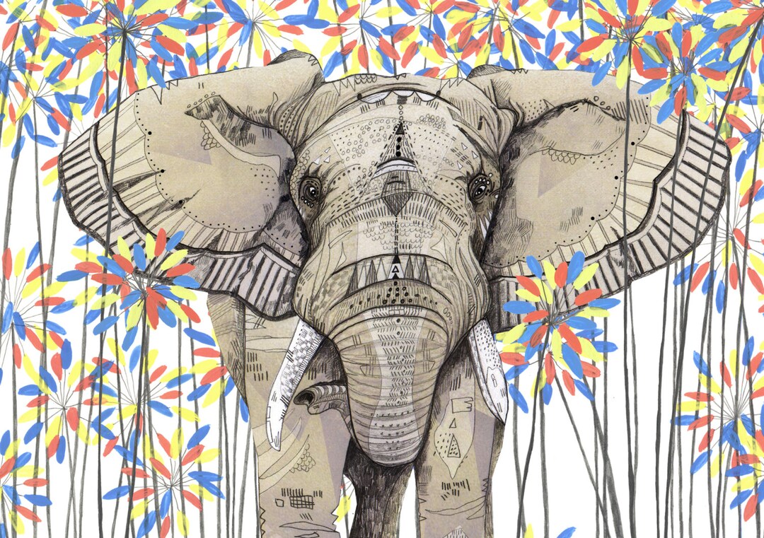 Elephant // A5 Print 5x8 - Etsy