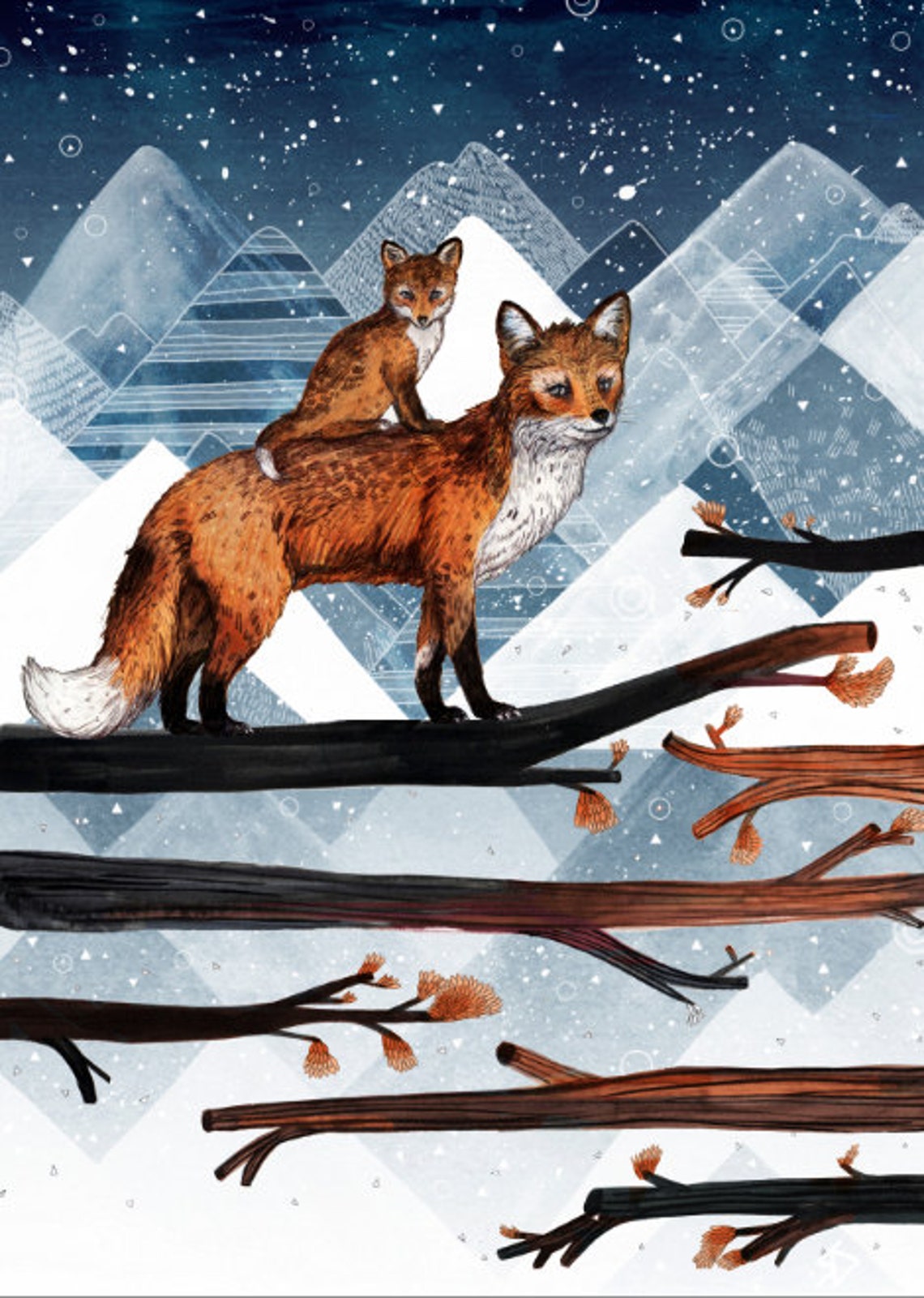 Fox Wood // Signed A4 Print - Etsy