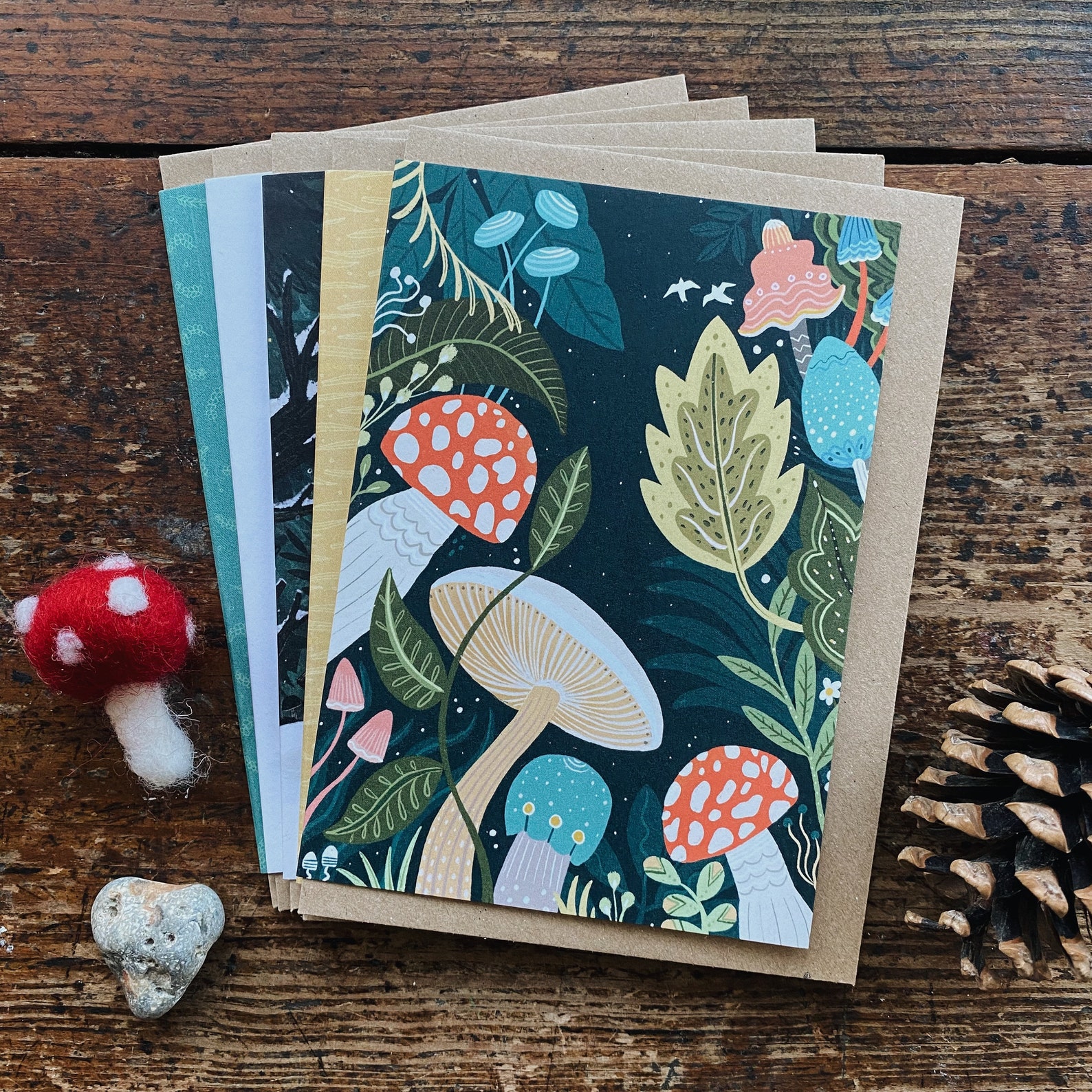 Pack of 5 Illustrated Cards, Mix and Match, Card Set, Assorted Cards ...