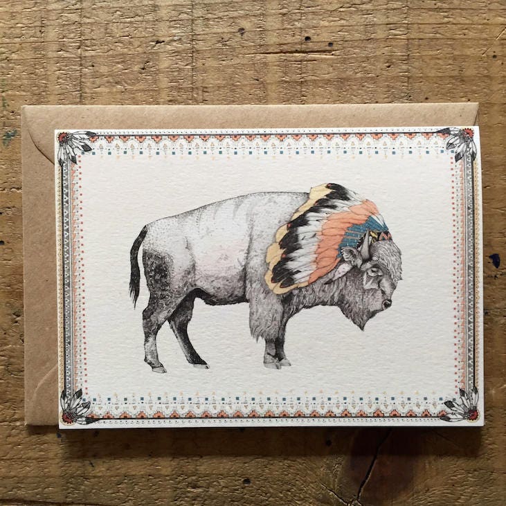 White Bison // Greeting Card | Etsy