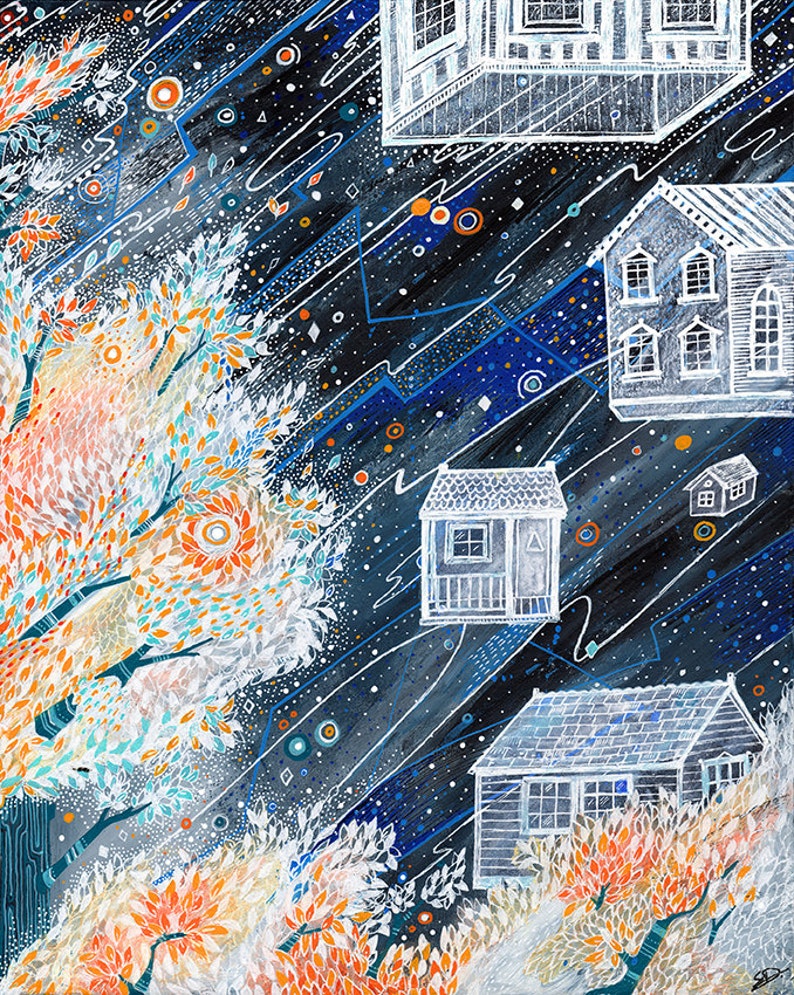 Night Houses // A4 Print - Etsy