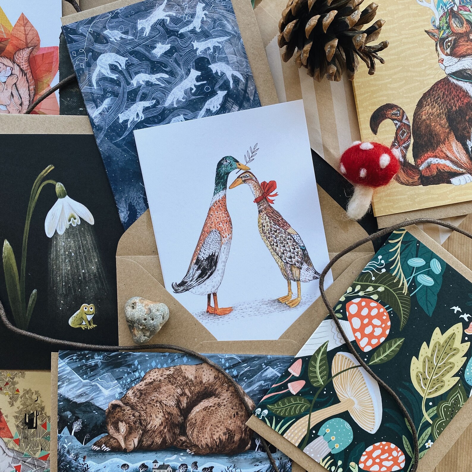 Pack of 5 Illustrated Cards, Mix and Match, Card Set, Assorted Cards ...